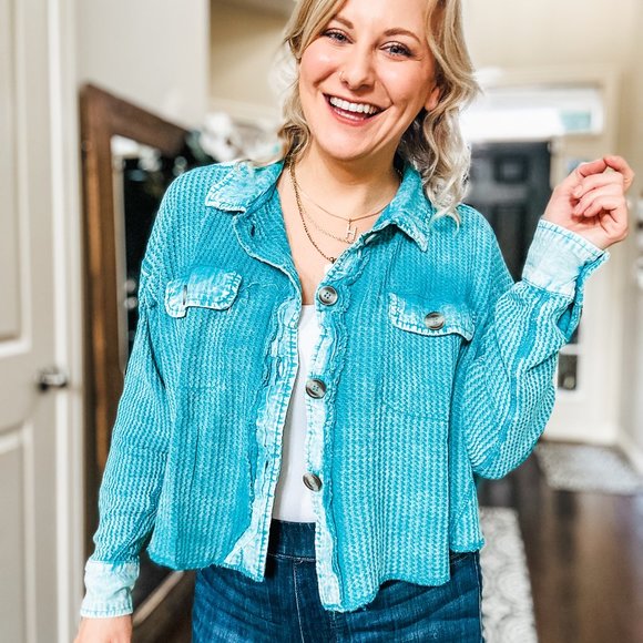 Zenana Outfitters | Jackets & Coats | Lets Kick It Mineral Wash Cropped ...